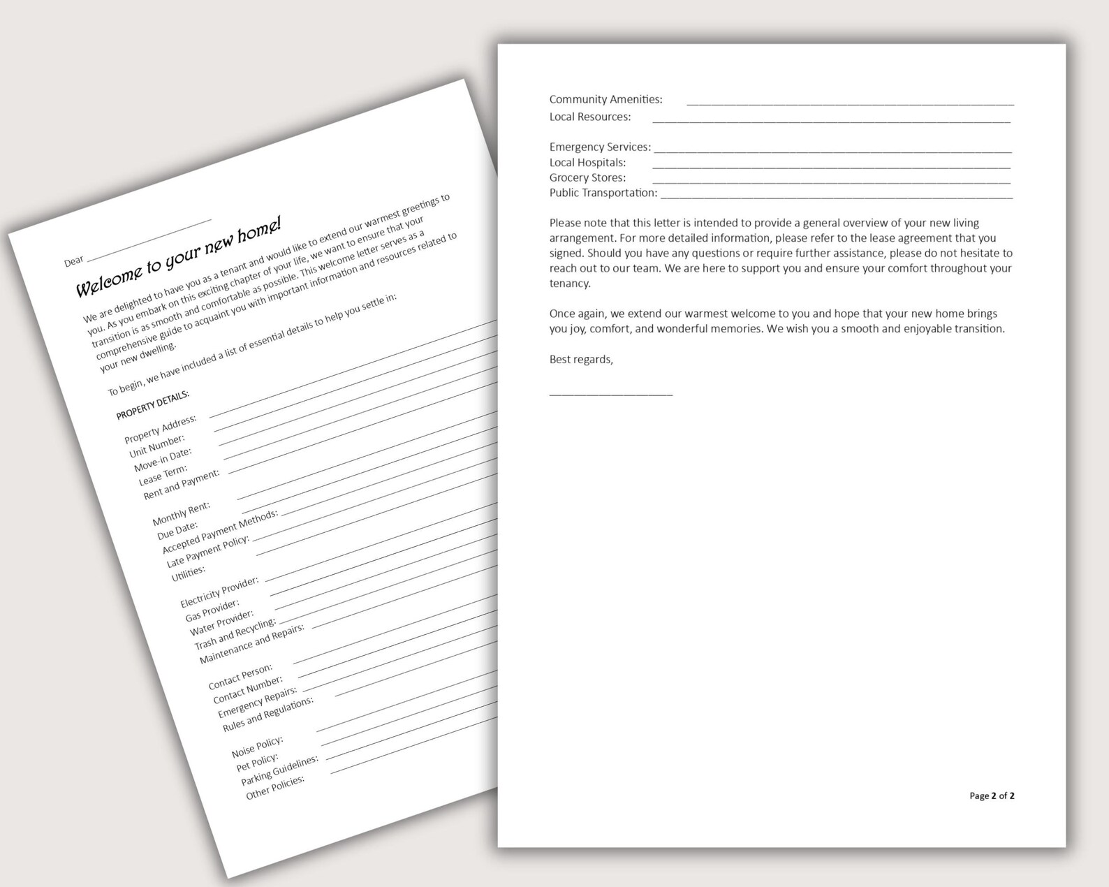 Real Estate Tenant Welcome Letter | Edit in Word | Welcome Letter ...