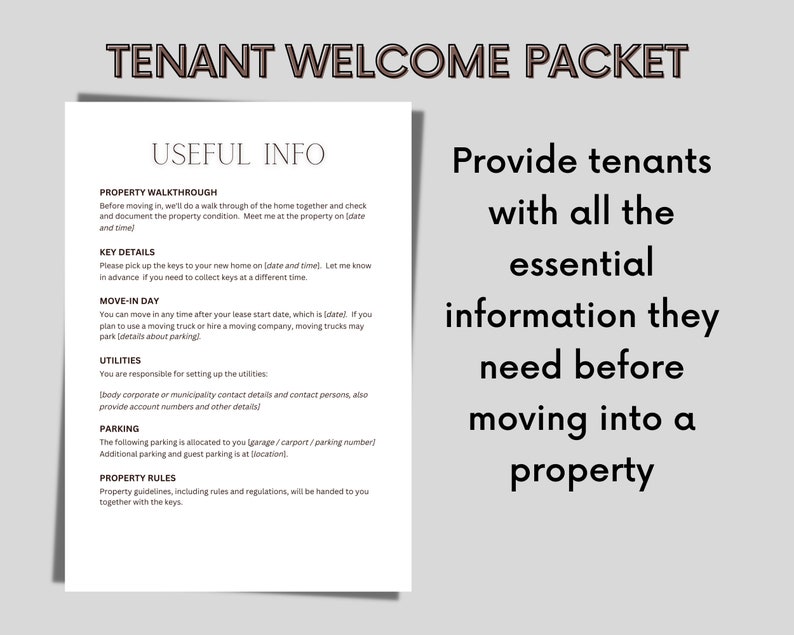 Editable Tenant Welcome Packet Template – Canva Real Estate Guide - Etsy