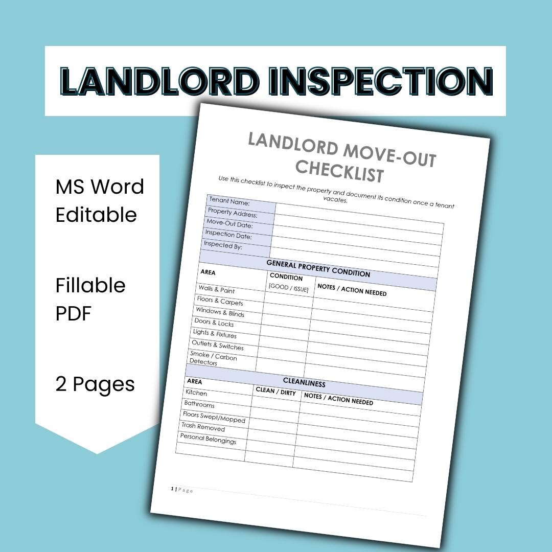 Landlord Move Out Inspection Checklist | MS Word Editable Inspection ...