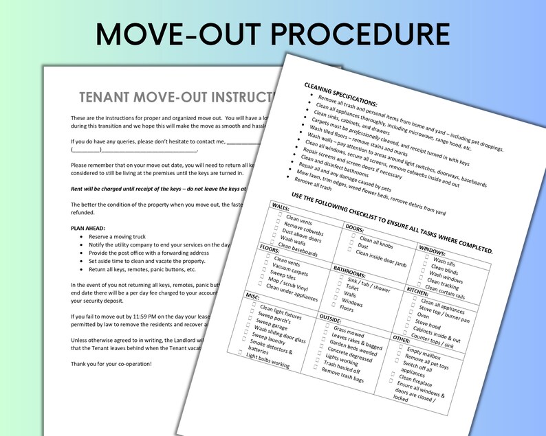 Tenant Moving Out Instructions Checklist | Tenant Cleaning ...