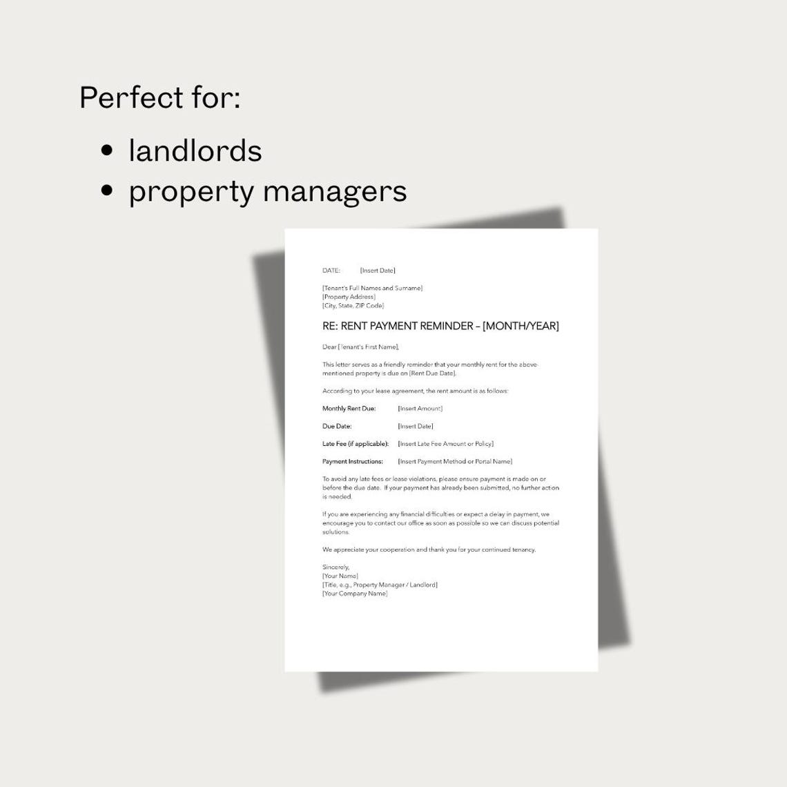 Rent Payment Reminder Notice - Editable MS Word Landlord Template - Etsy