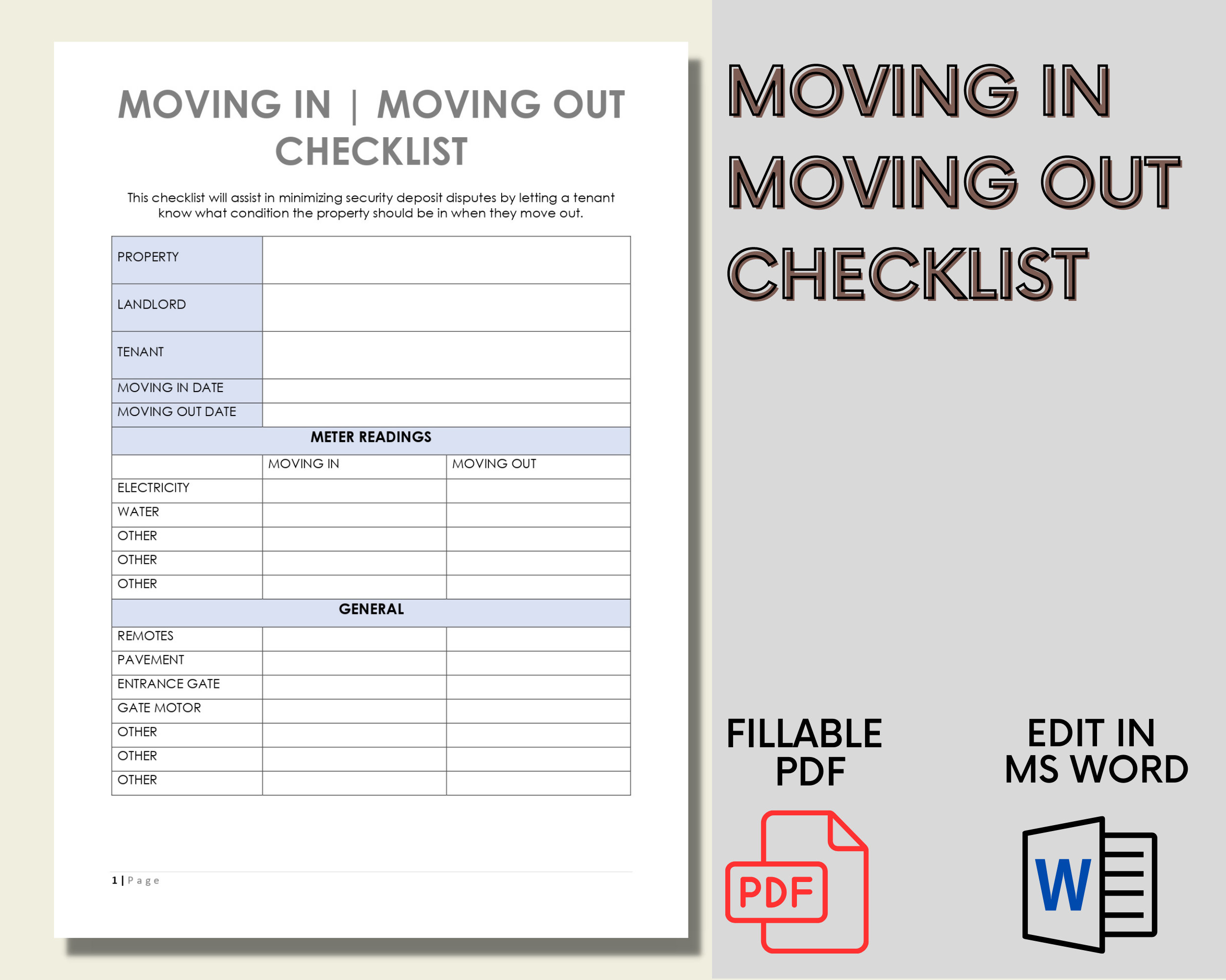 Landlord Checklist | Walkthrough Inspection | Tenant Move in | Tenant ...