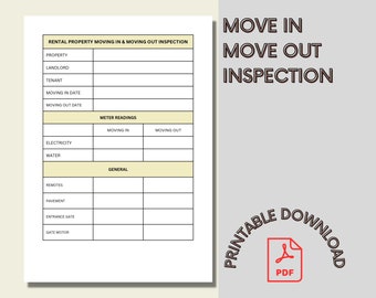 Tenant Move in Move Out Checklist, Landlord Checklist, Walkthrough ...