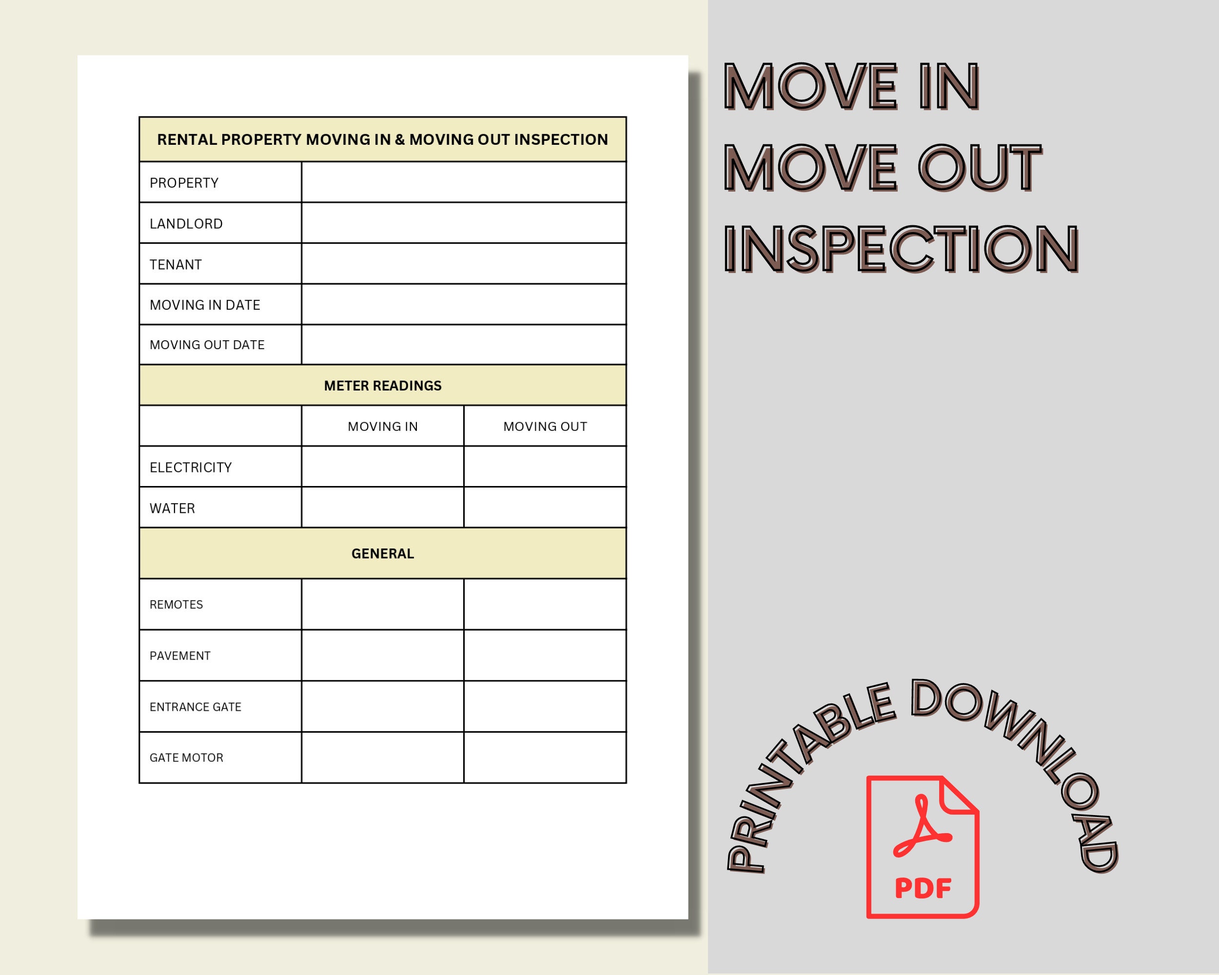 Landlord Checklist | Walkthrough Inspection | Tenant Move in | Tenant ...