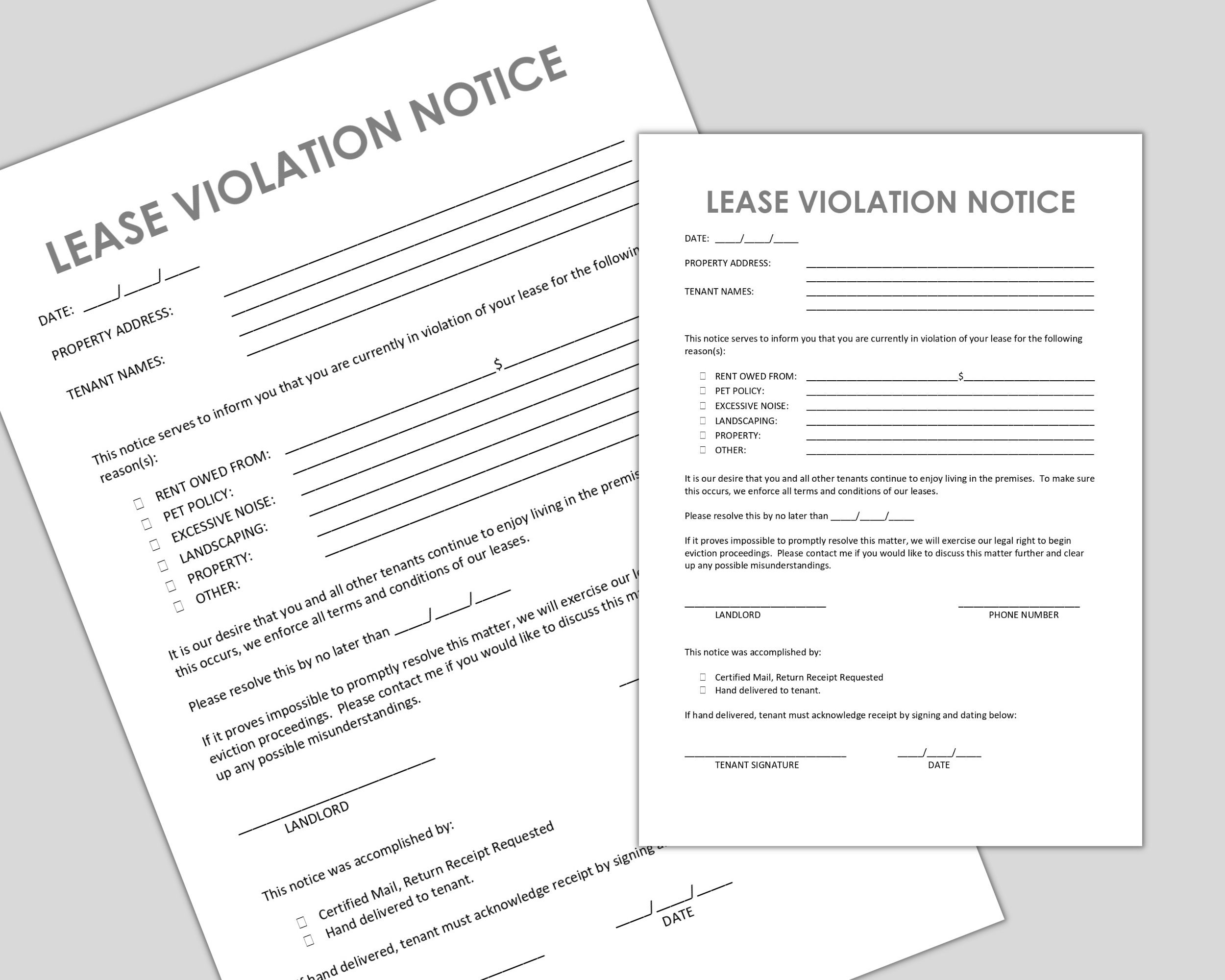 Editable Landlord or Property Management Lease Violation Notice ...