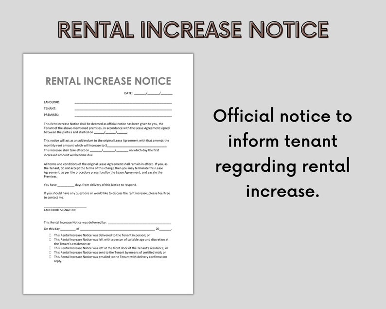 Landlord Rental Increase Notice to Tenant | Rent Increase Notice ...