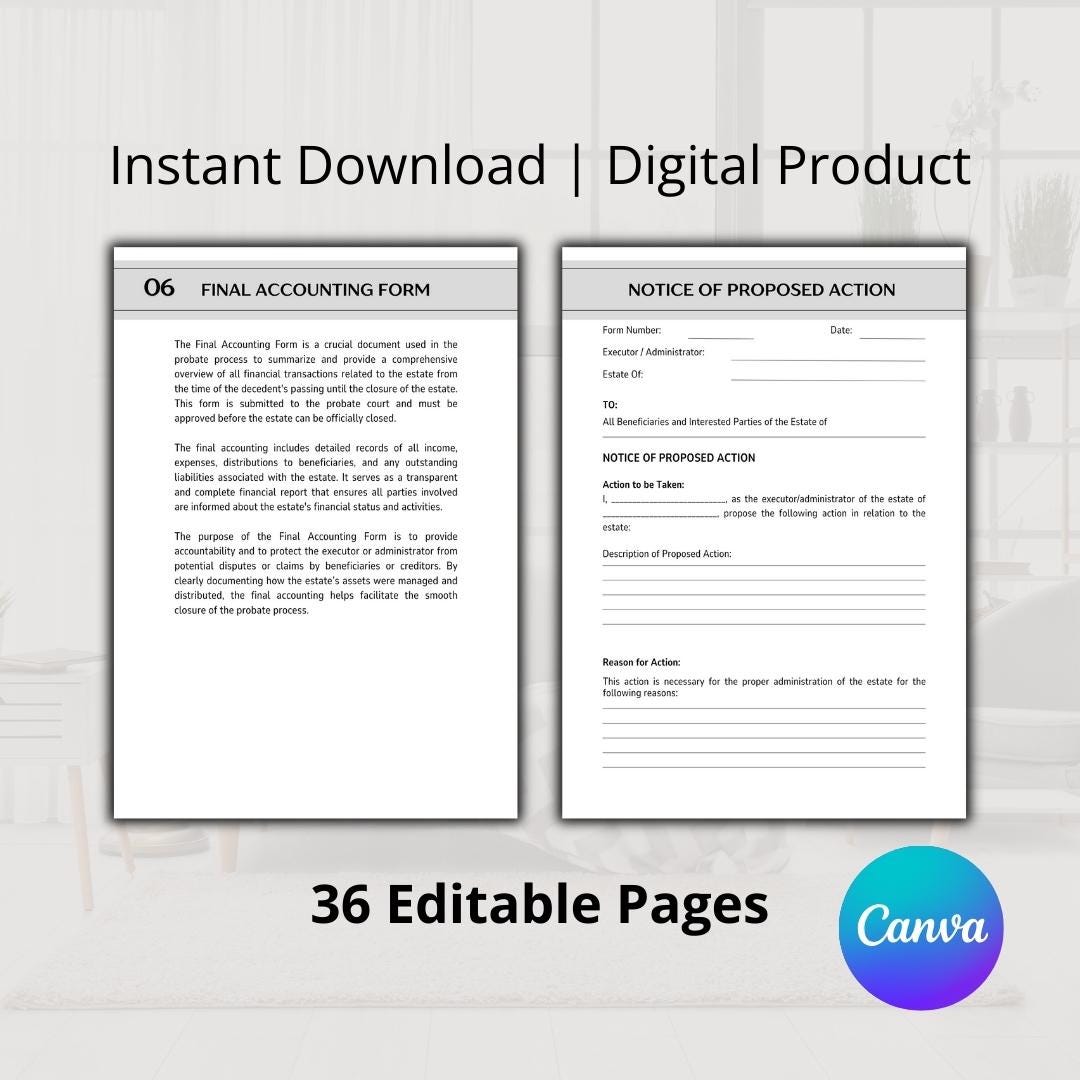 Editable Probate Forms Bundle: Real Estate Agent Templates (canva Edit ...