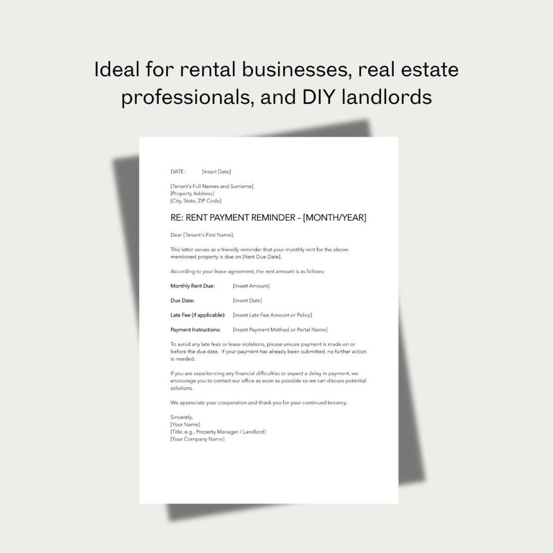 Rent Payment Reminder Notice - Editable MS Word Landlord Template - Etsy