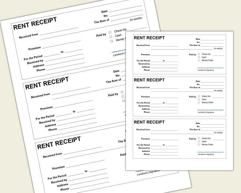 Rent Payment Receipt | MS Word Editable Template - Etsy
