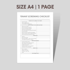 Tenant Screening Checklist - Edit in MS Word - Printable Form - Etsy