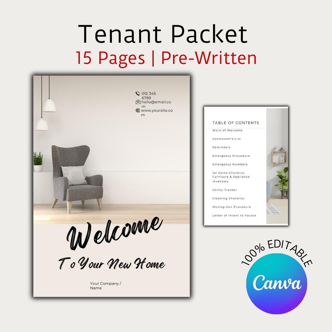 Real Estate Tenant Welcome Packet | Edit in Canva | Welcome Letter ...