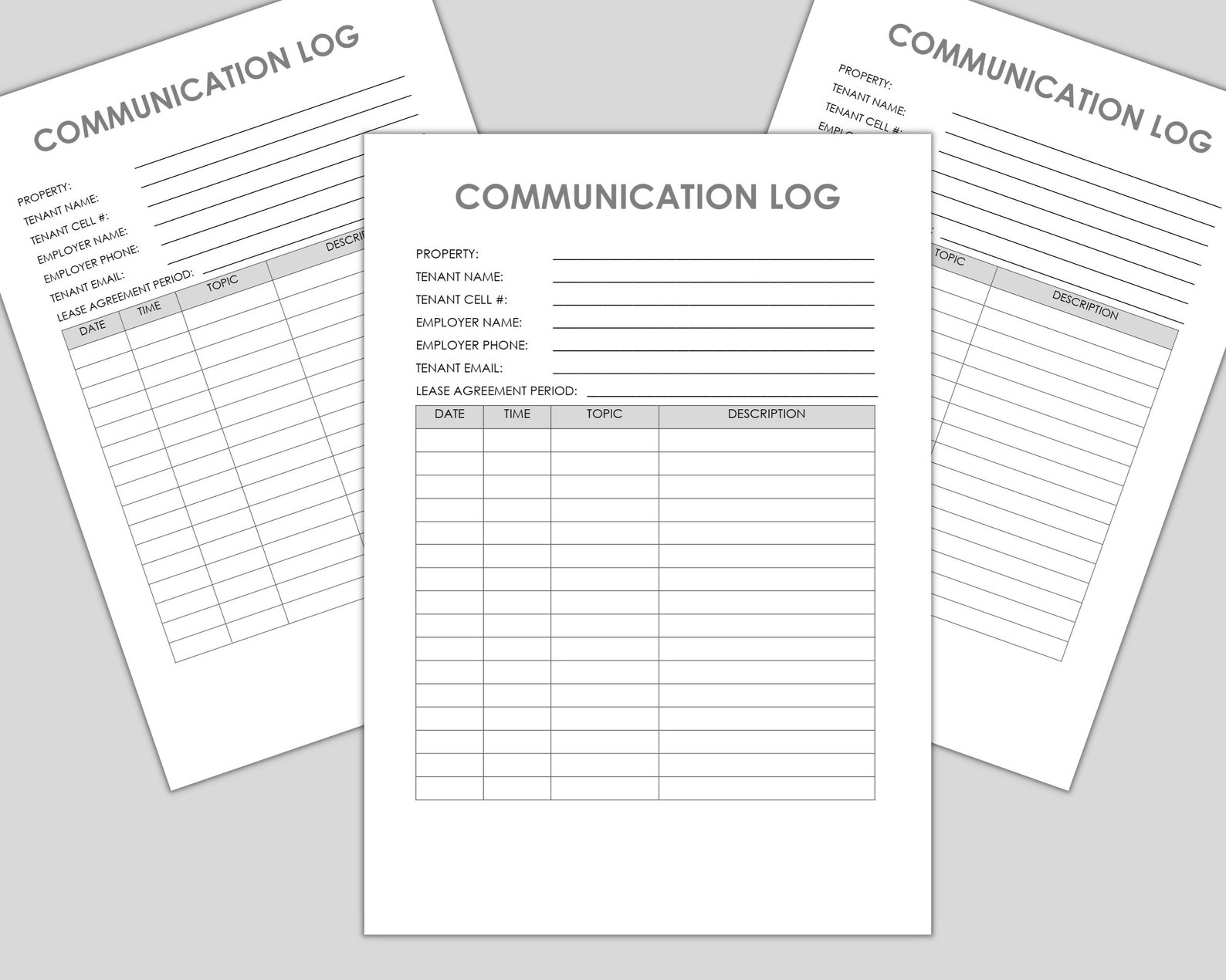 Landlord Tenant Communication Log | Property Management Record ...