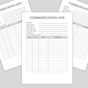 Landlord Tenant Communication Log | Property Management Record ...