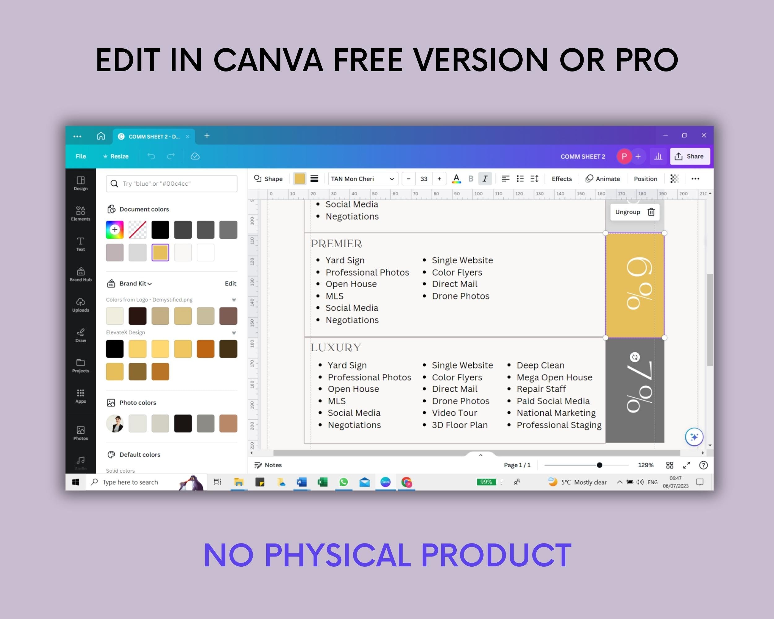 Seller Commission Options Sheet - Value Proposition Canva Editable ...