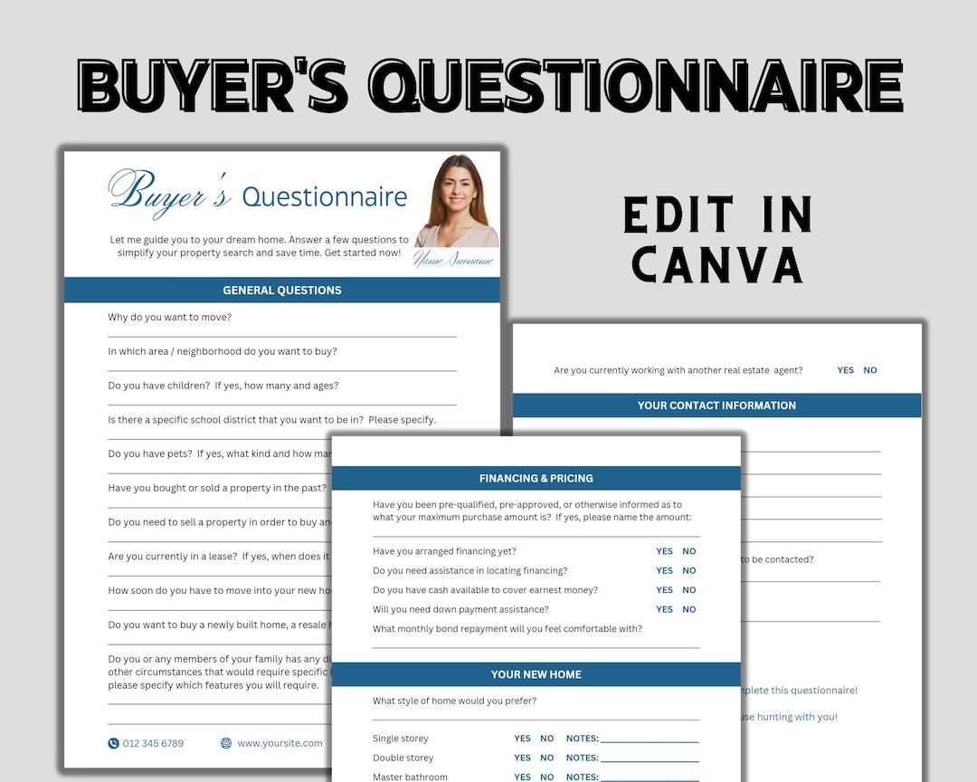 Buyers Questionnaire Home Buyer Consultation Real Estate Agent ...