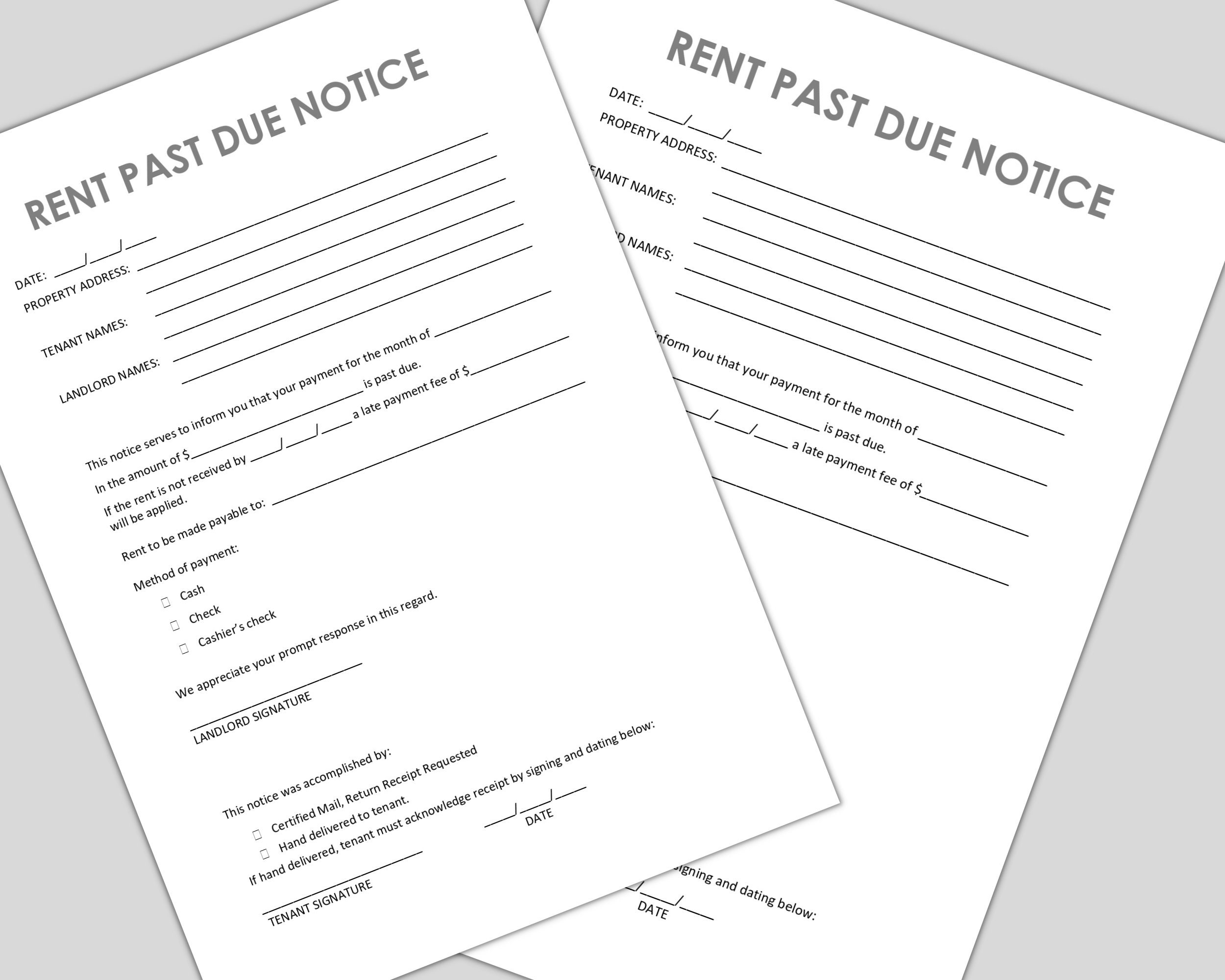 Landlord Notice Rent Past Due to Tenant Rent Due Notice Tenant Rent ...