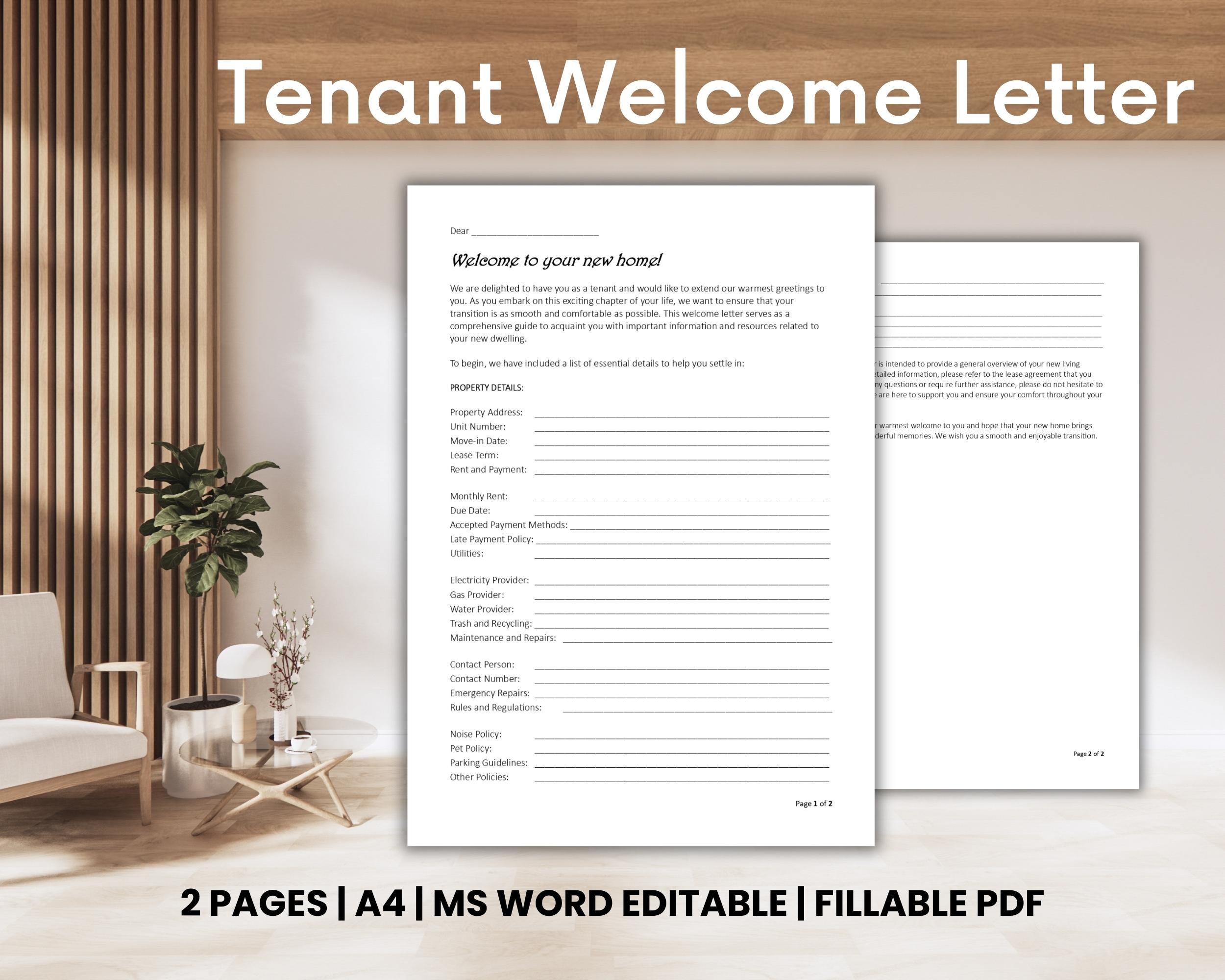 Real Estate Tenant Welcome Letter | Edit in Word | Welcome Letter ...