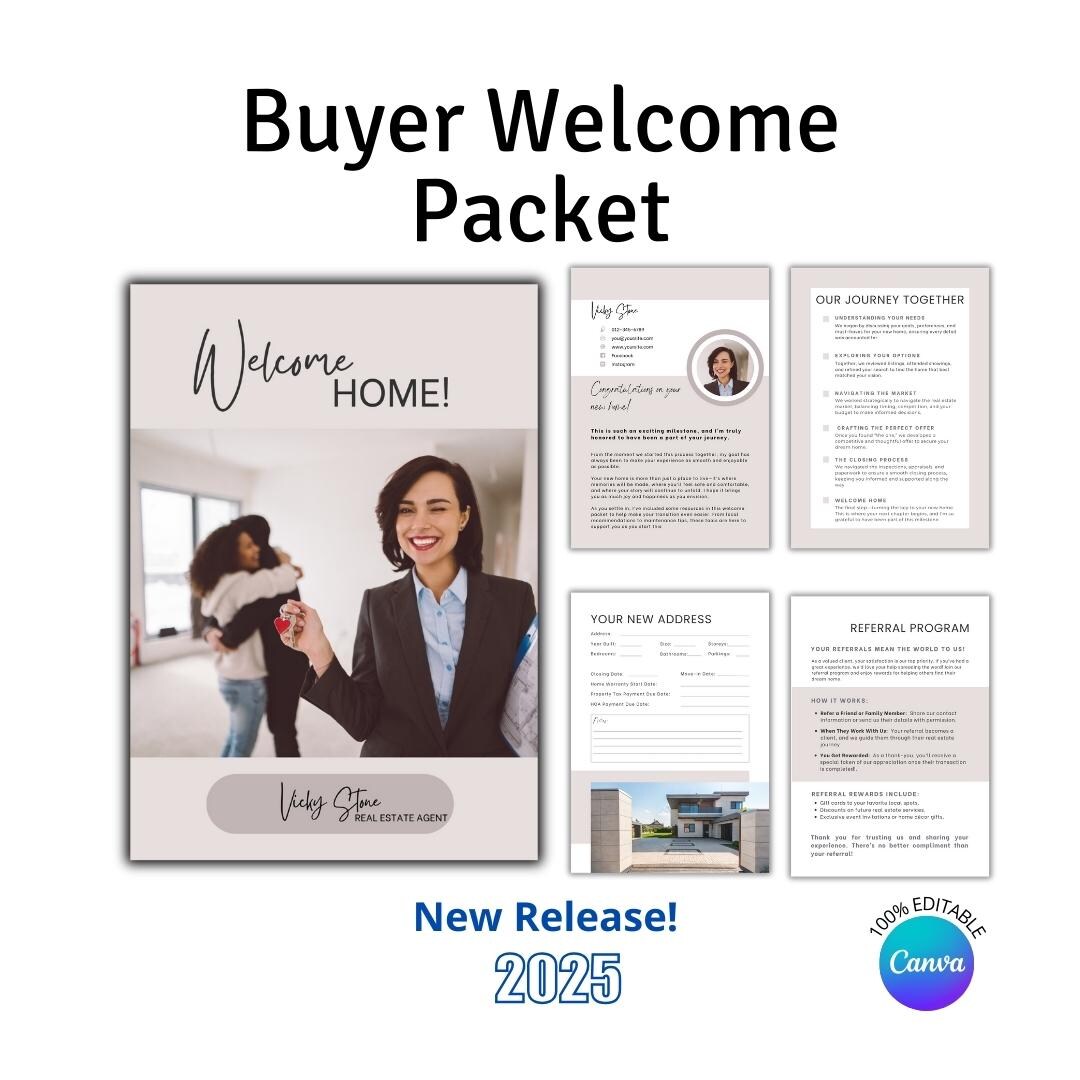 Real Estate Closing Packet Template | Canva Editable Exit Packet | Home ...