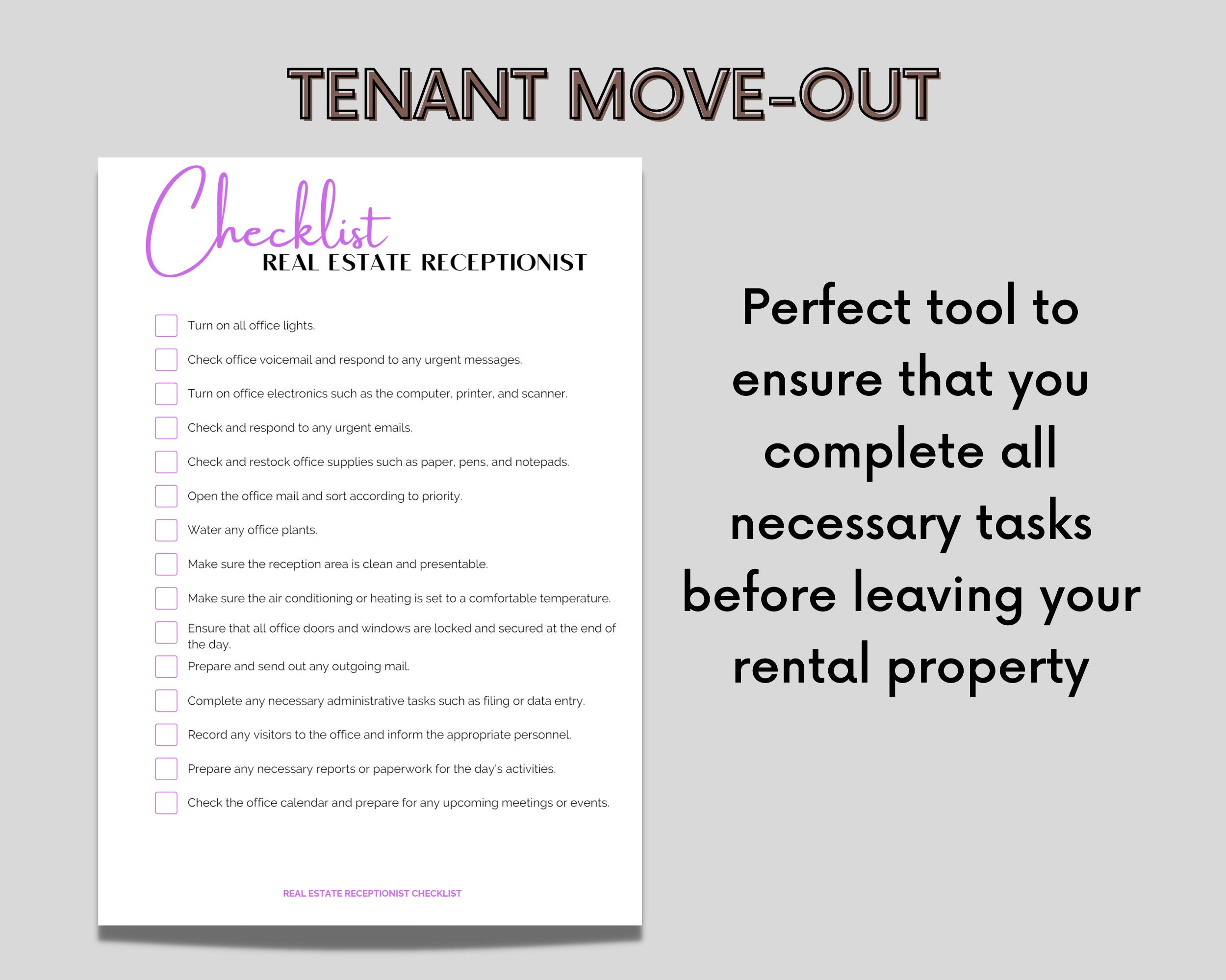 Receptionist Checklist Real Estate | Receptionist Daily Task | Real ...