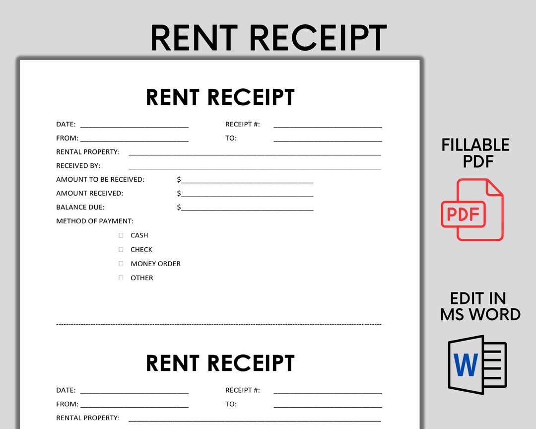 Landlord Rent Receipt Tenant Receipt Rent Payment Receipt MS Word ...