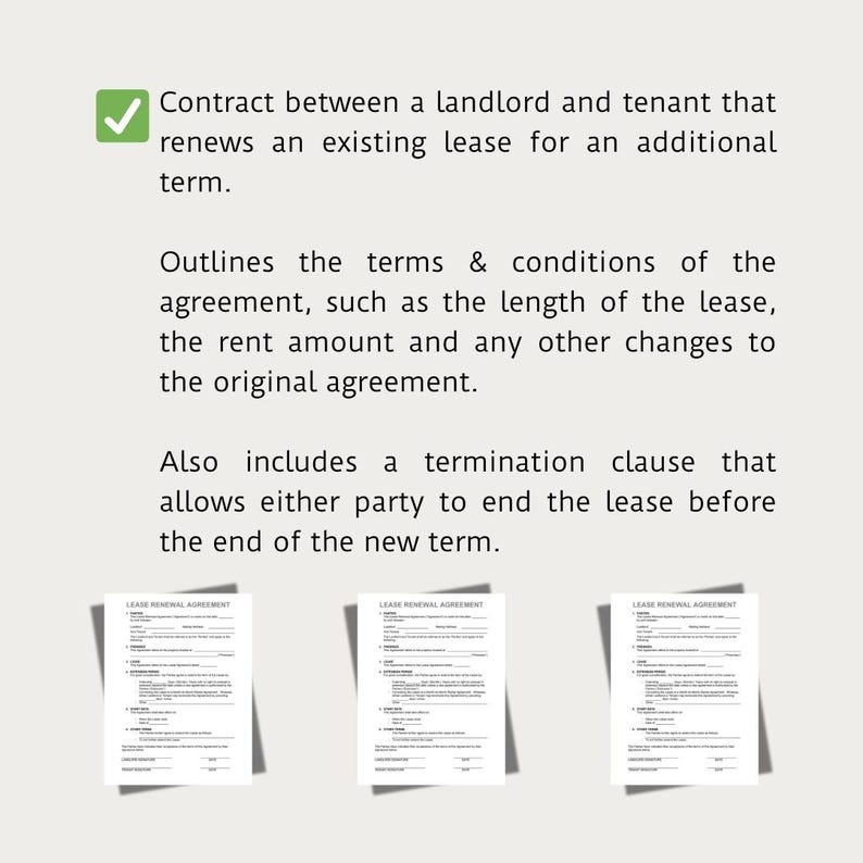 Fillable Lease Renewal Agreement - Print & Complete or Use Digitally - Etsy