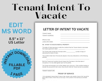 Notice to Vacate Template Notice to Vacate Letter Editable - Etsy UK
