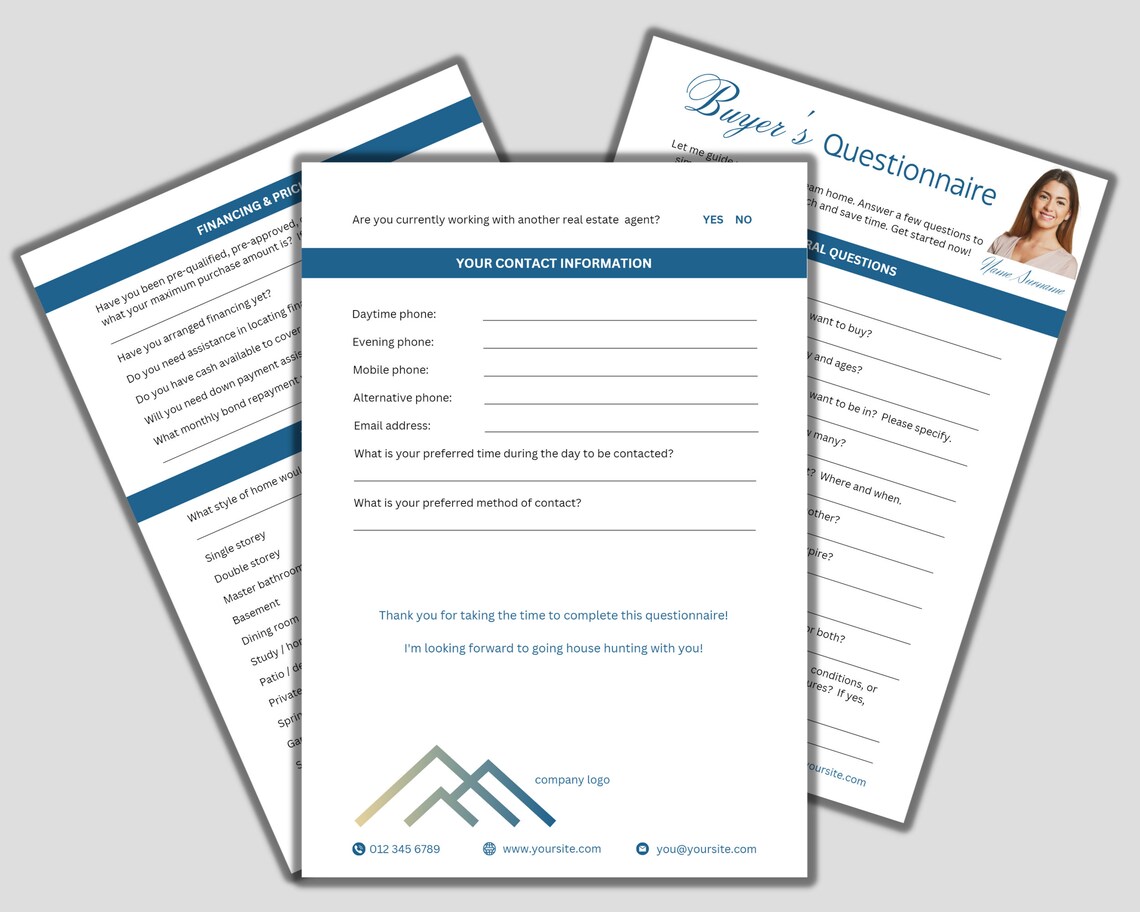 Buyers Questionnaire Home Buyer Consultation Real Estate Agent ...