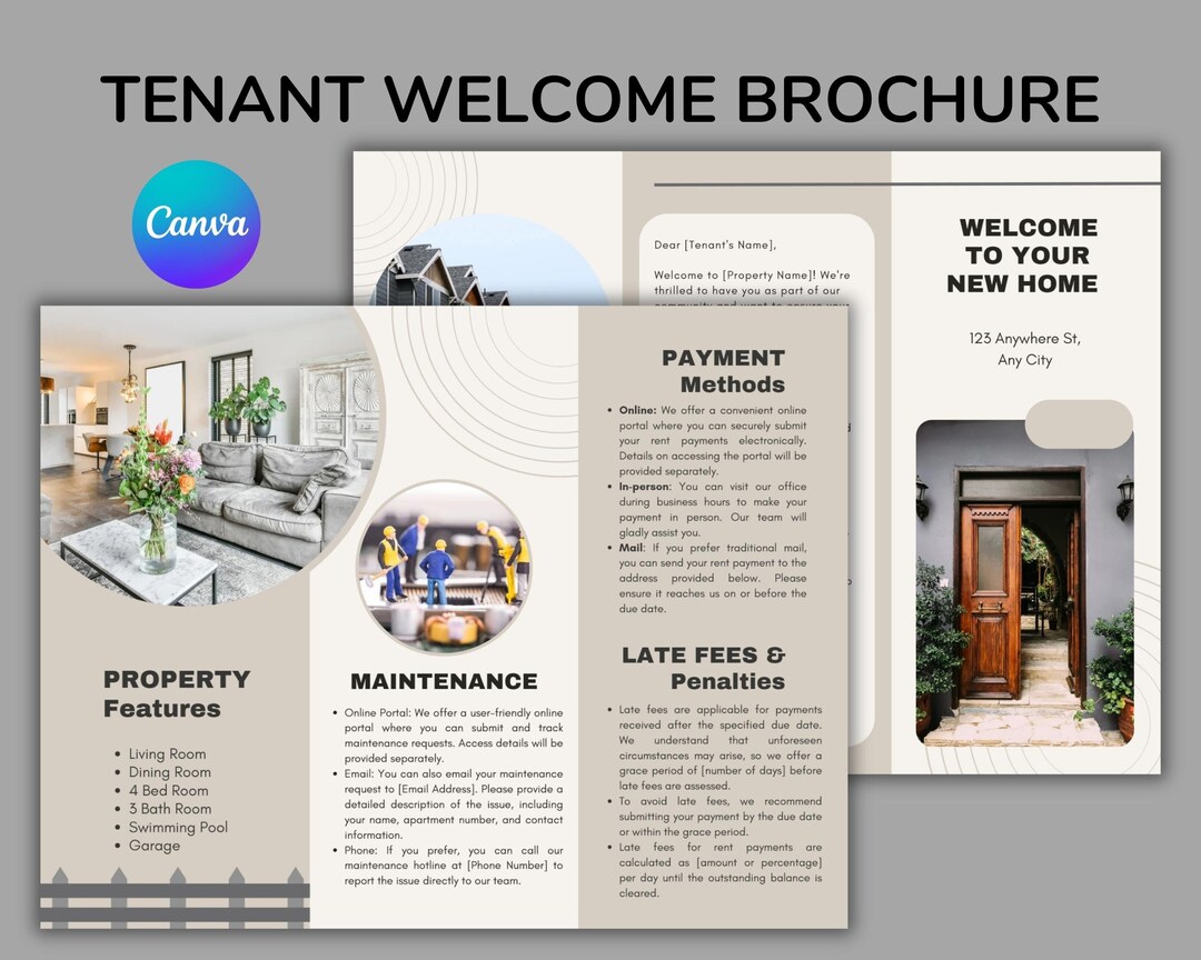 Real Estate Tenant Welcome Brochure | Trifold Welcome Brochure ...