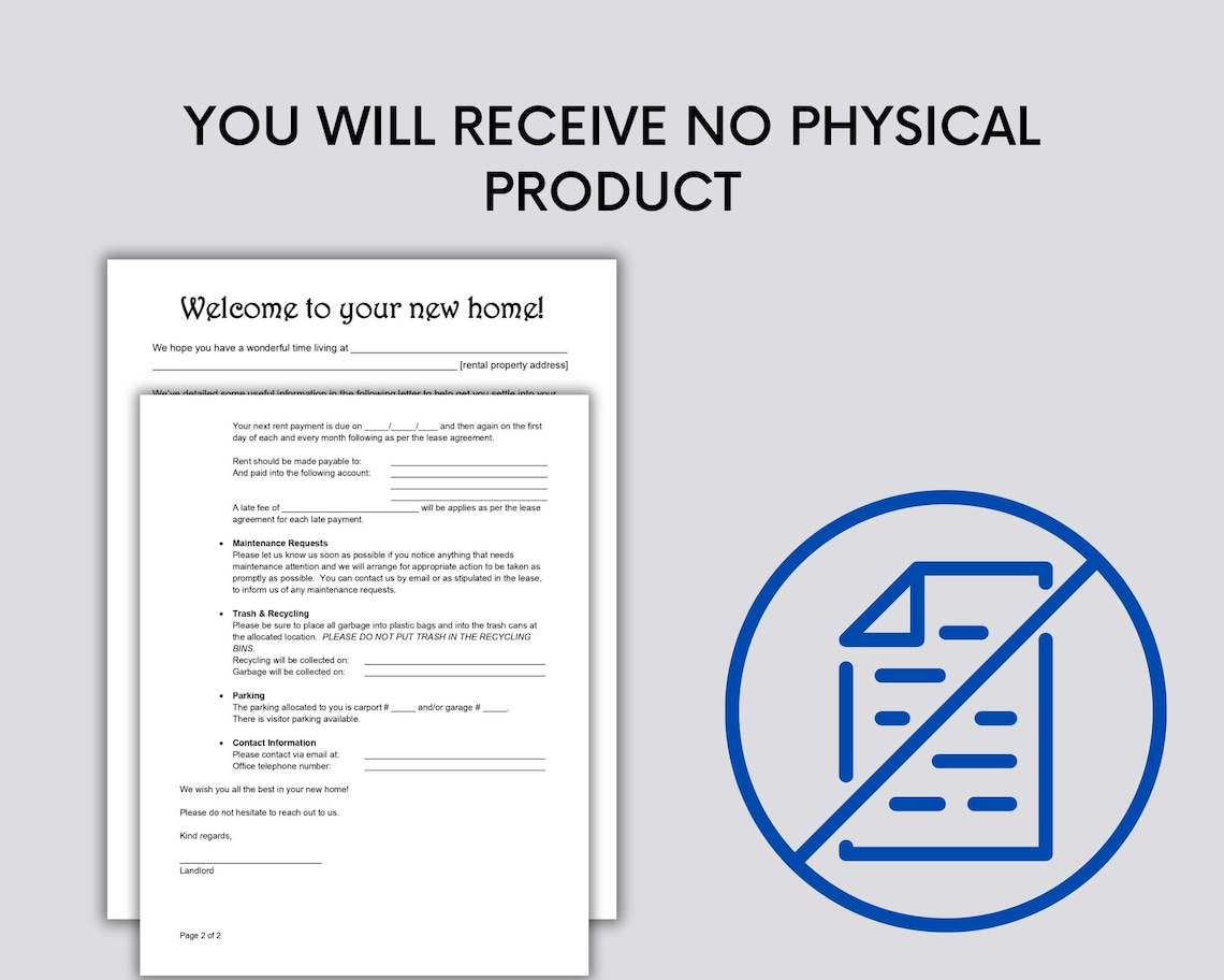 Tenant Welcome Letter From Landlord: Instant Download, Editable in MS ...