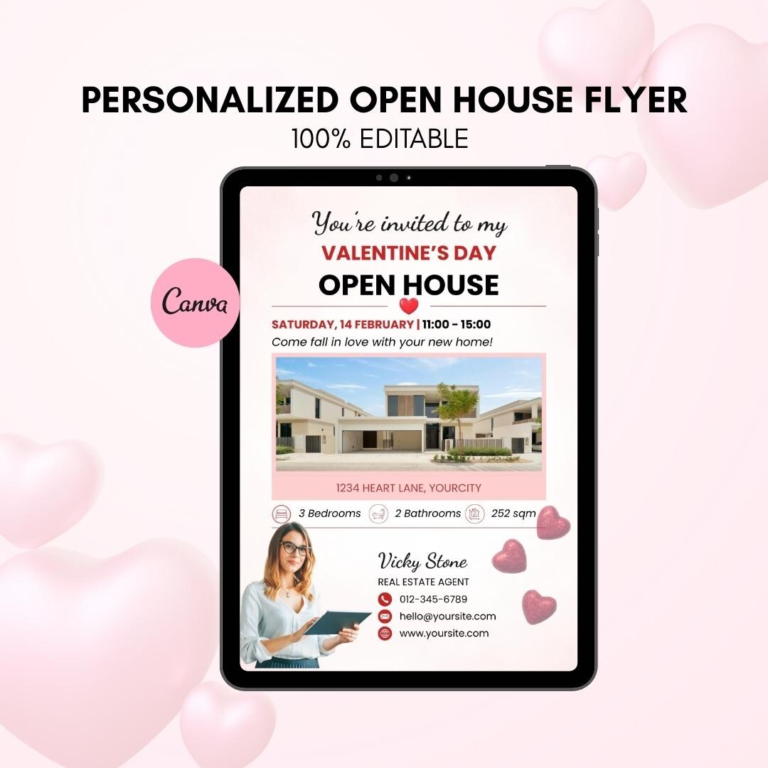 Valentines Day Open House Invitation | Customizable February Flyer ...