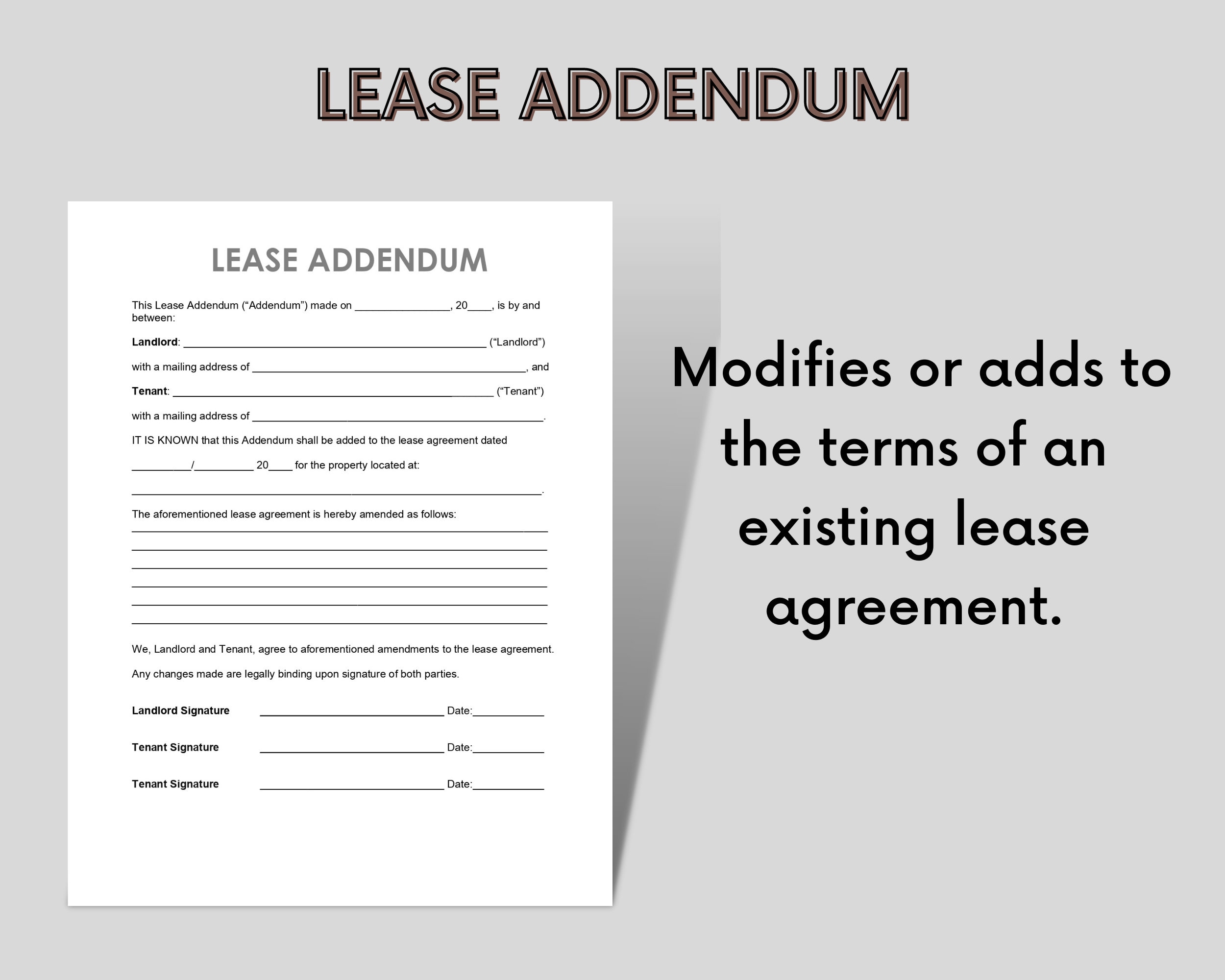 Real Estate Lease Addendum | Addendum to Lease Agreement | Residential ... Real Estate Lease Addendum | Addendum to Lease Agreement | Residential ...