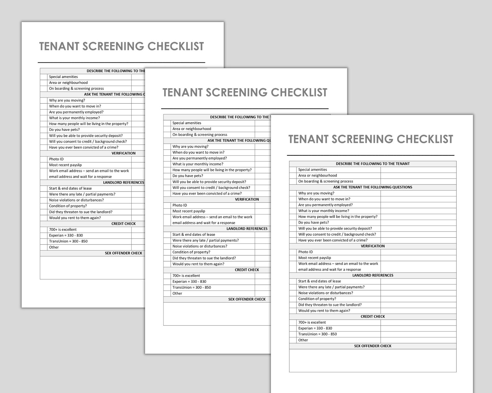 Tenant Screening Checklist - Edit in MS Word - Printable Form - Etsy