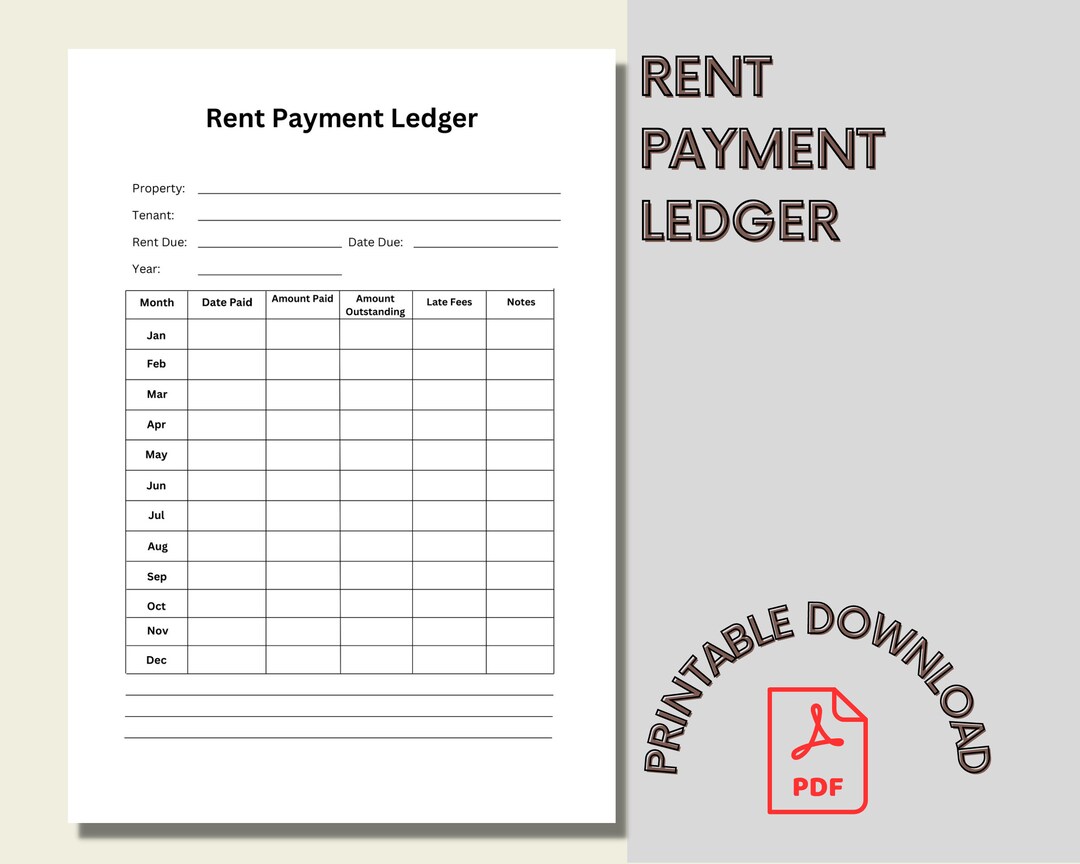 Rental Payment Ledger | Property Management Template | Rental Payment ...