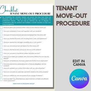 Tenant Move Out Procedure Checklist Tenant Move in Move Out Landlord ...