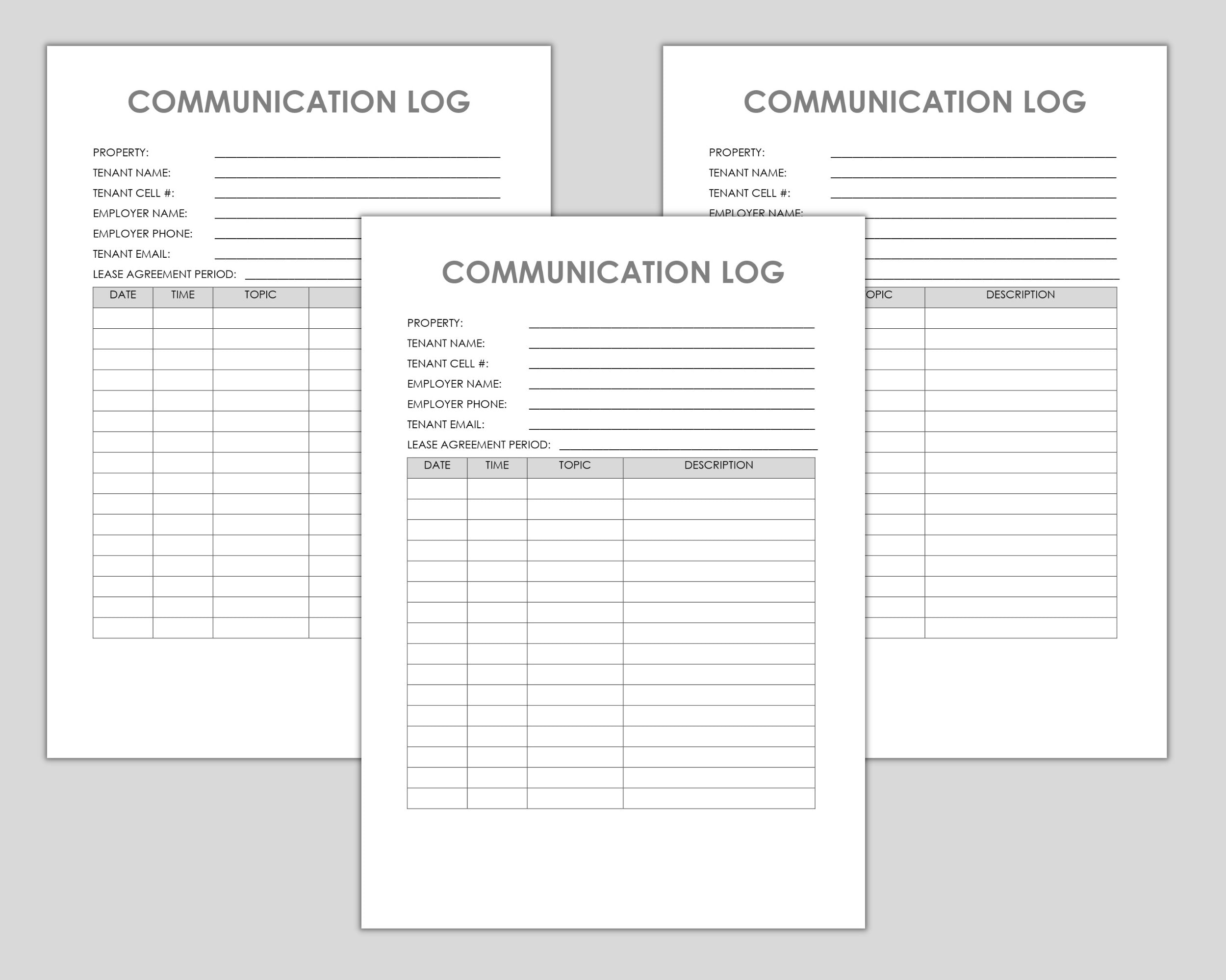 Record of Communication Log - MS Word Editable Template - Etsy