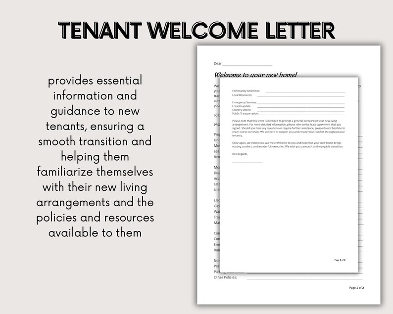 Real Estate Tenant Welcome Letter | Edit in Word | Welcome Letter ...