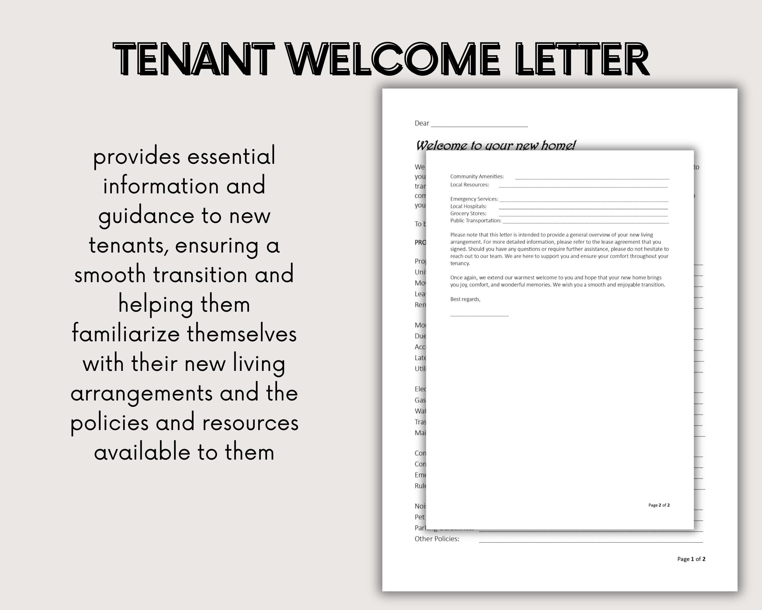 Real Estate Tenant Welcome Letter | Edit in Word | Welcome Letter ...