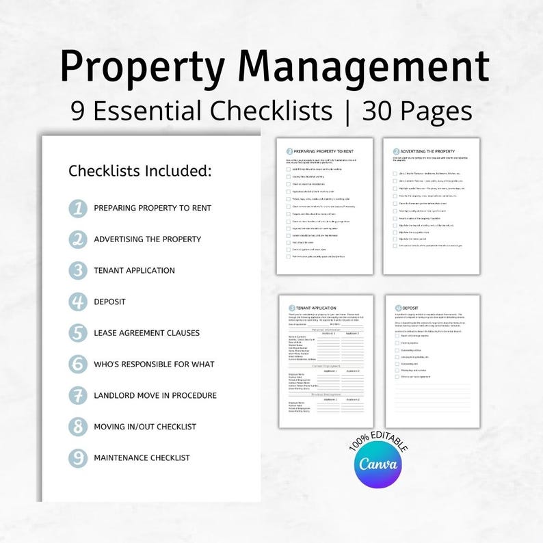Landlord or Property Manager Essential Checklist Bundle - Editable ...