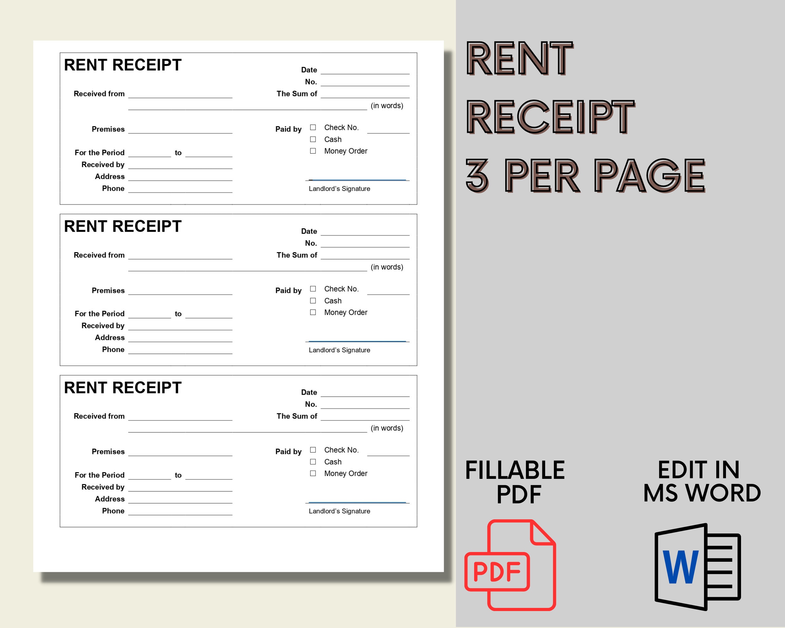 Landlord Rent Receipt | Tenant Receipt | Rent Payment Receipt | MS Word ... Landlord Rent Receipt | Tenant Receipt | Rent Payment Receipt | MS Word ...