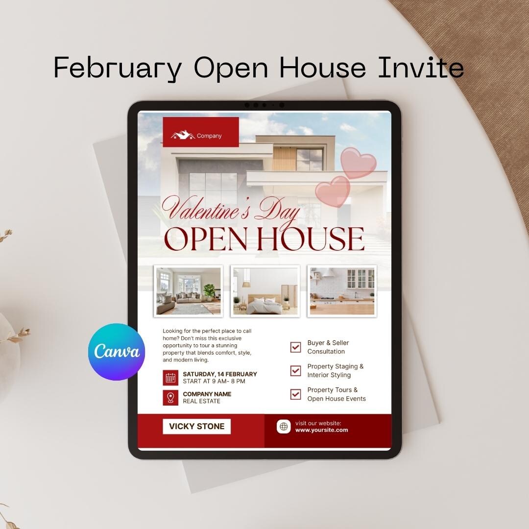 Valentines Day Open House Invitation | Customizable February Marketing ...