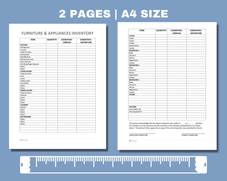 Landlord Furniture & Appliances Checklist – Rental Property Inventory ...