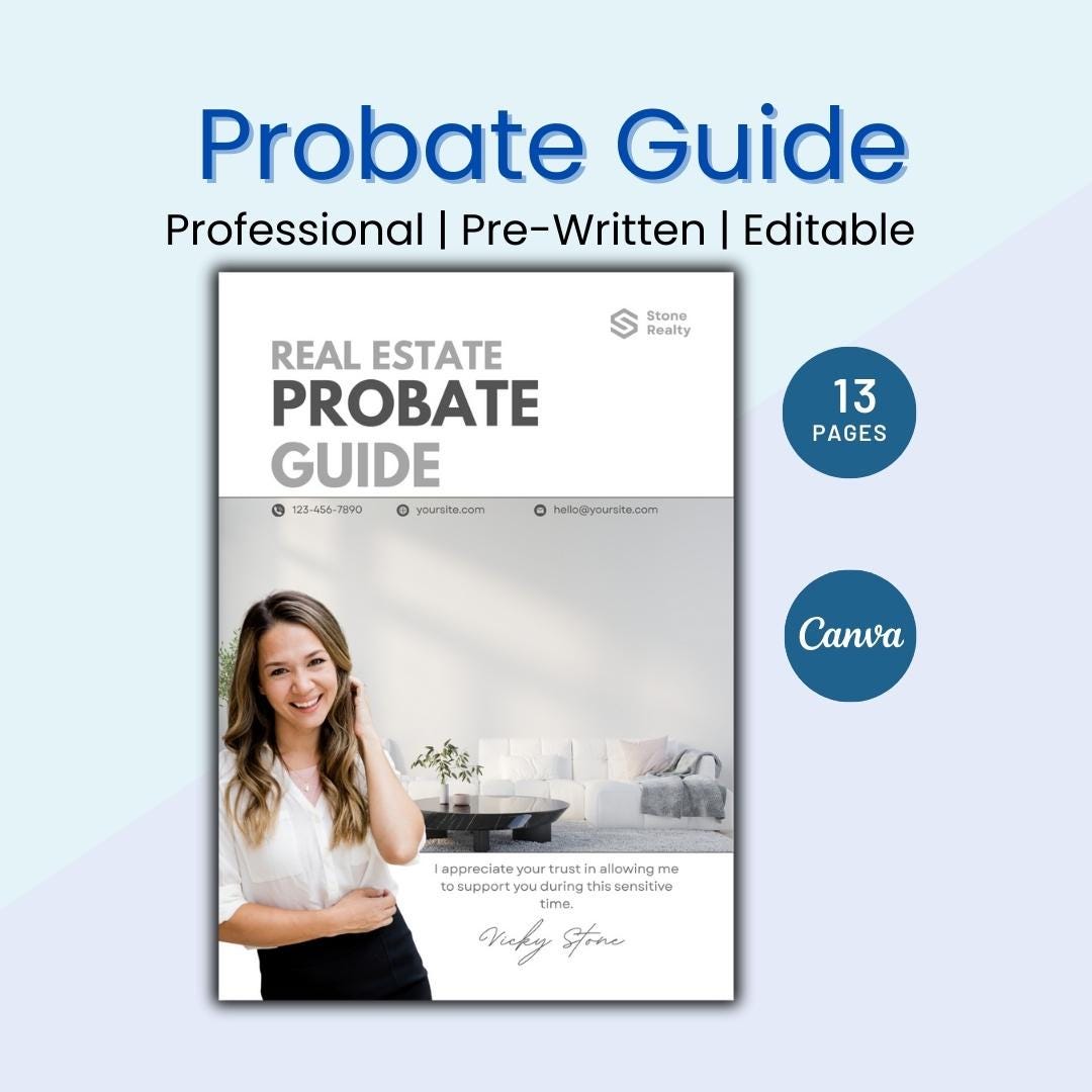 Editable Probate Real Estate Guide Template - Canva Instant Download - Etsy