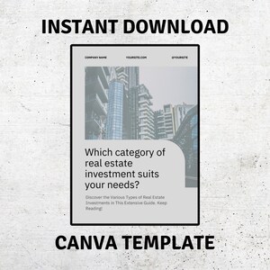 Real Estate Investment Types Guide - Canva Editable Property Management ...