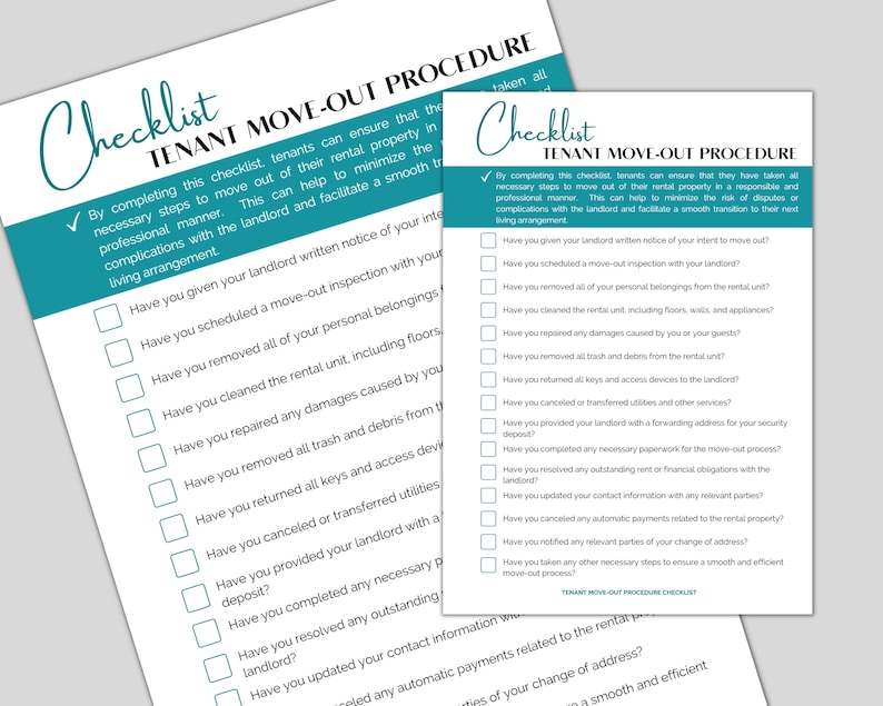 Tenant Move Out Procedure Checklist | Tenant Move in Move Out ...