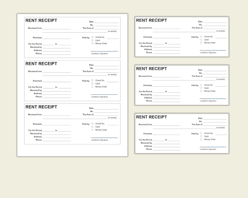 Rent Payment Receipt | MS Word Editable Template - Etsy
