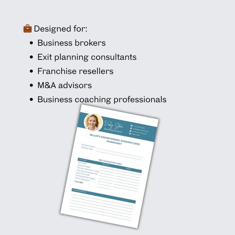Editable Sellers Discretionary Earnings Worksheet - Canva Editable ...
