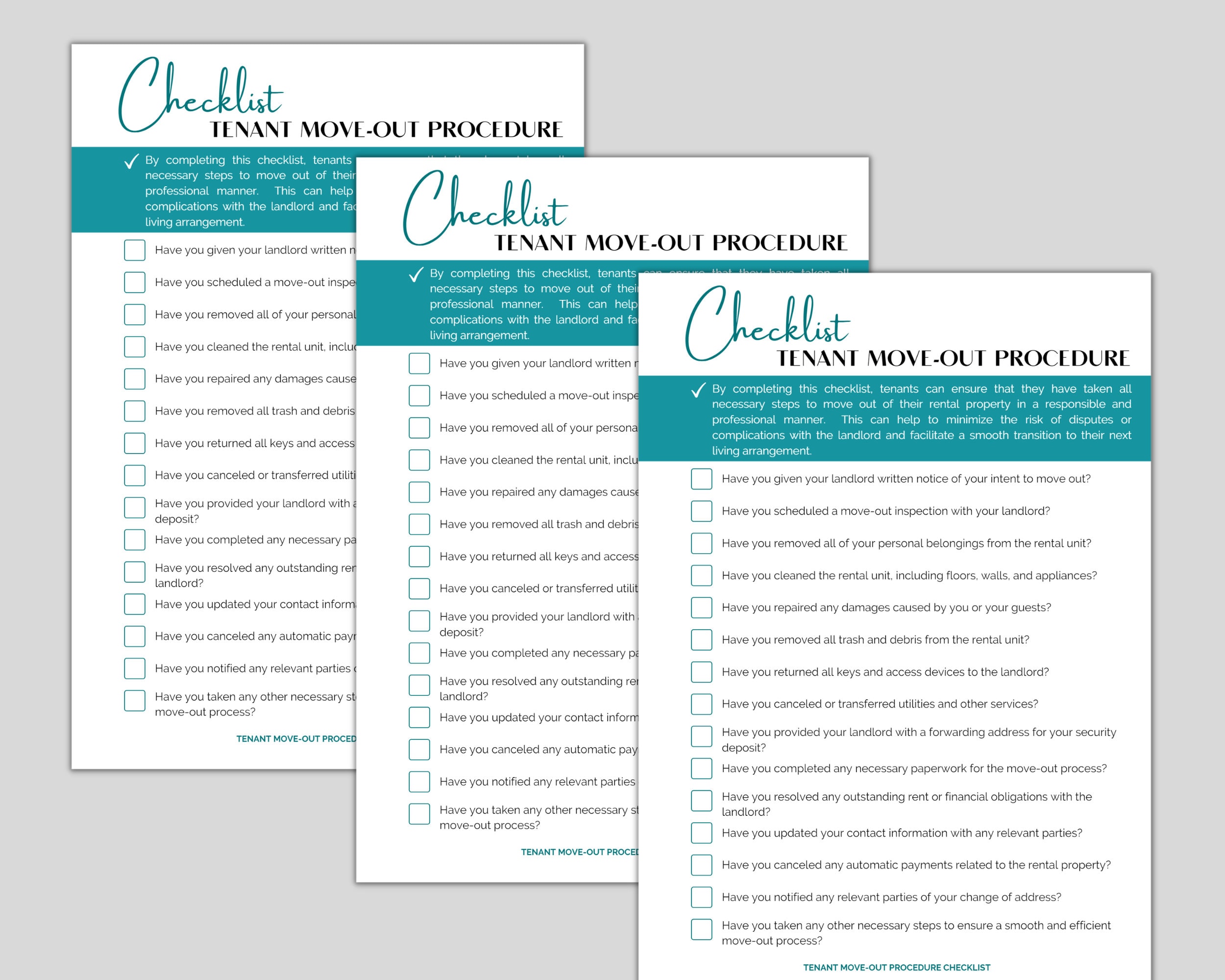 Tenant Move Out Procedure Checklist | Tenant Move in Move Out ...