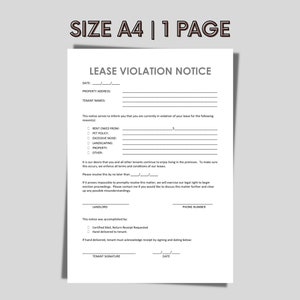 Editable Landlord or Property Management Lease Violation Notice ...