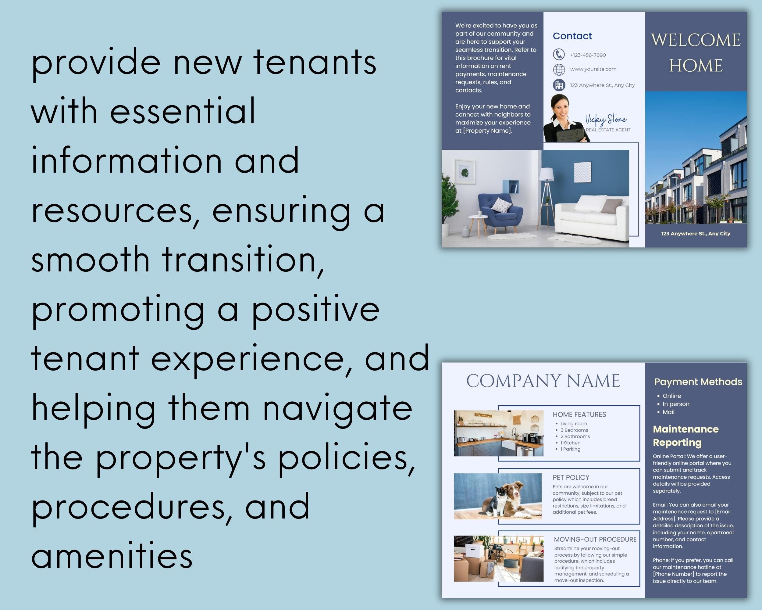 Real Estate Tenant Welcome Brochure Trifold Welcome Brochure Landlord ...