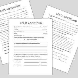 Editable Residential Lease Addendum | MS Word & Google Docs Landlord ...